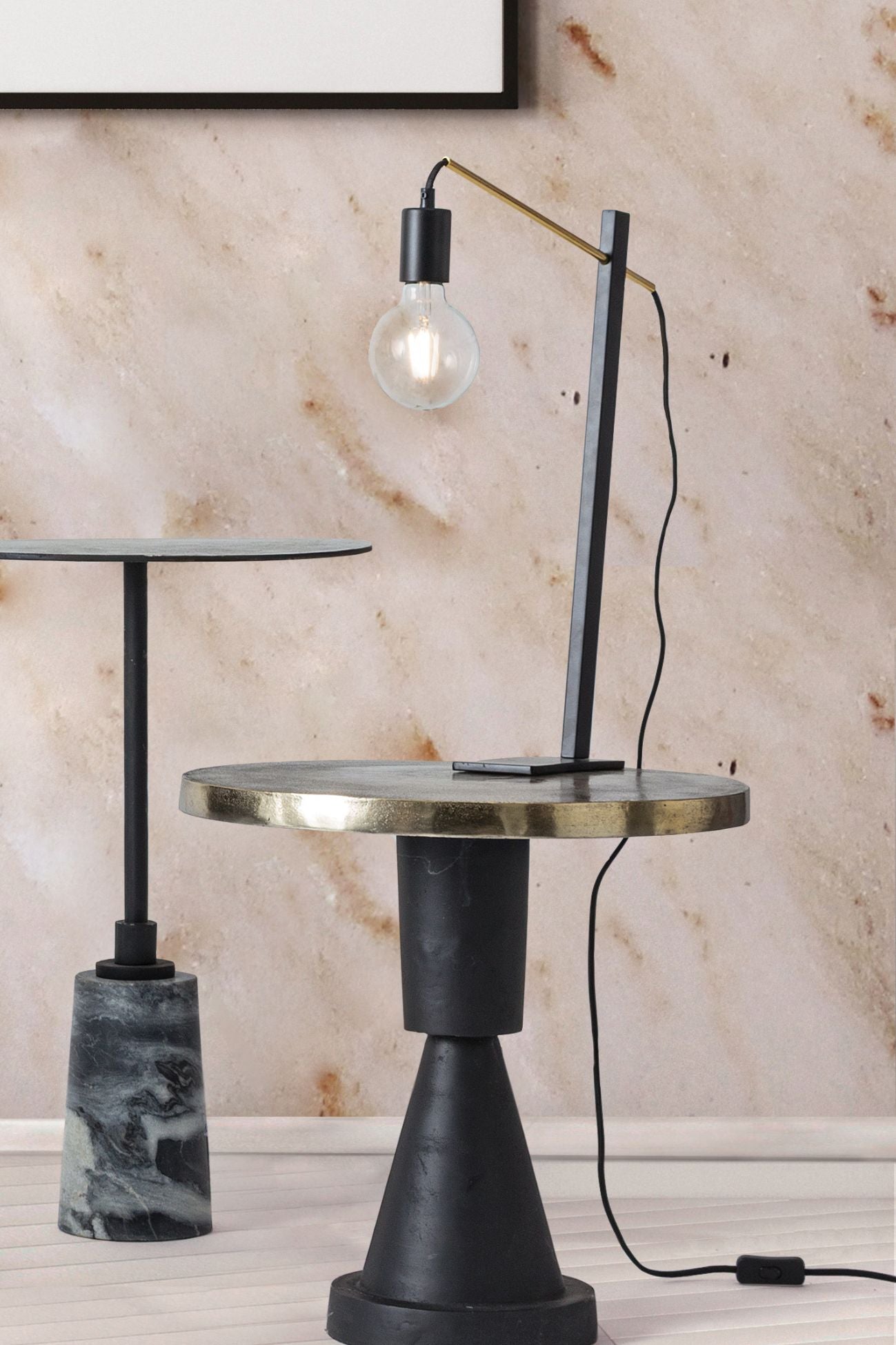 Augusta - Table lamp with greige linen lampshade | Blanc MariClo'